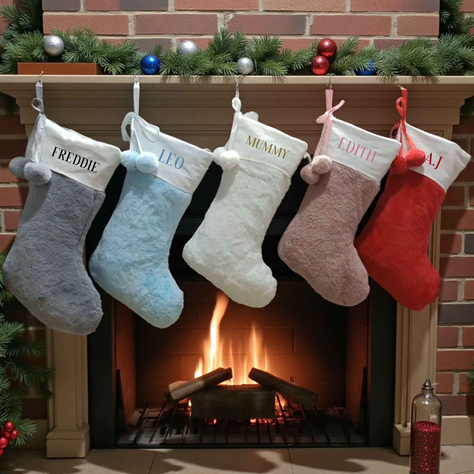 Personalised Plush Christmas Stocking - Matching Family Festive Decor ...